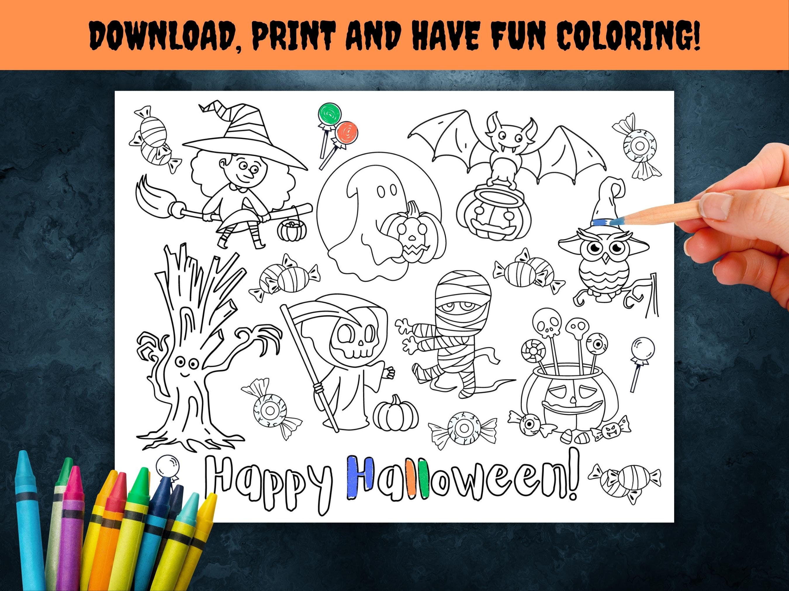 Halloween Coloring Pages, Printable Coloring Page for Kids, Fall ...