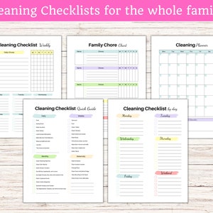 Family Chore Chart Planner and Household Cleaning Schedule Printable ...