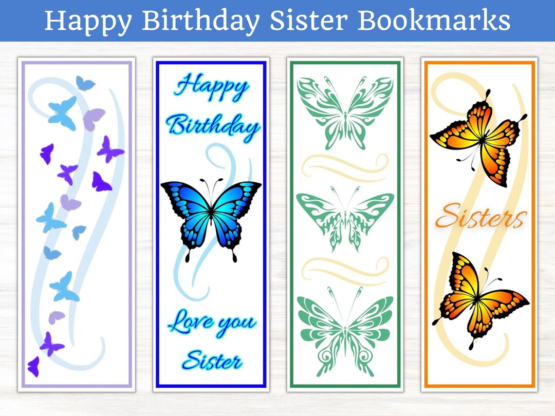 Sister Gift: Printable Butterfly Bookmark, Bookmarks for Women, Unique ...