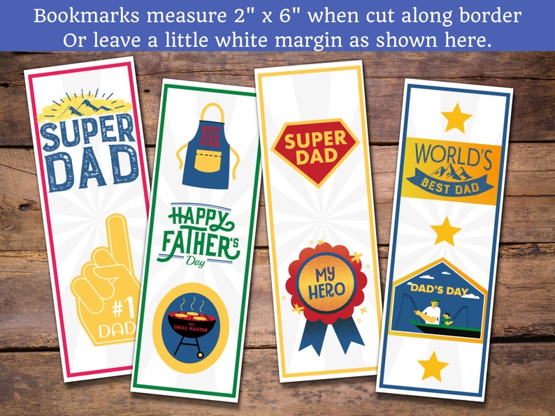 Father's Day Printable Bookmarks, Happy Fathers Day Bookmark Set, Gift ...