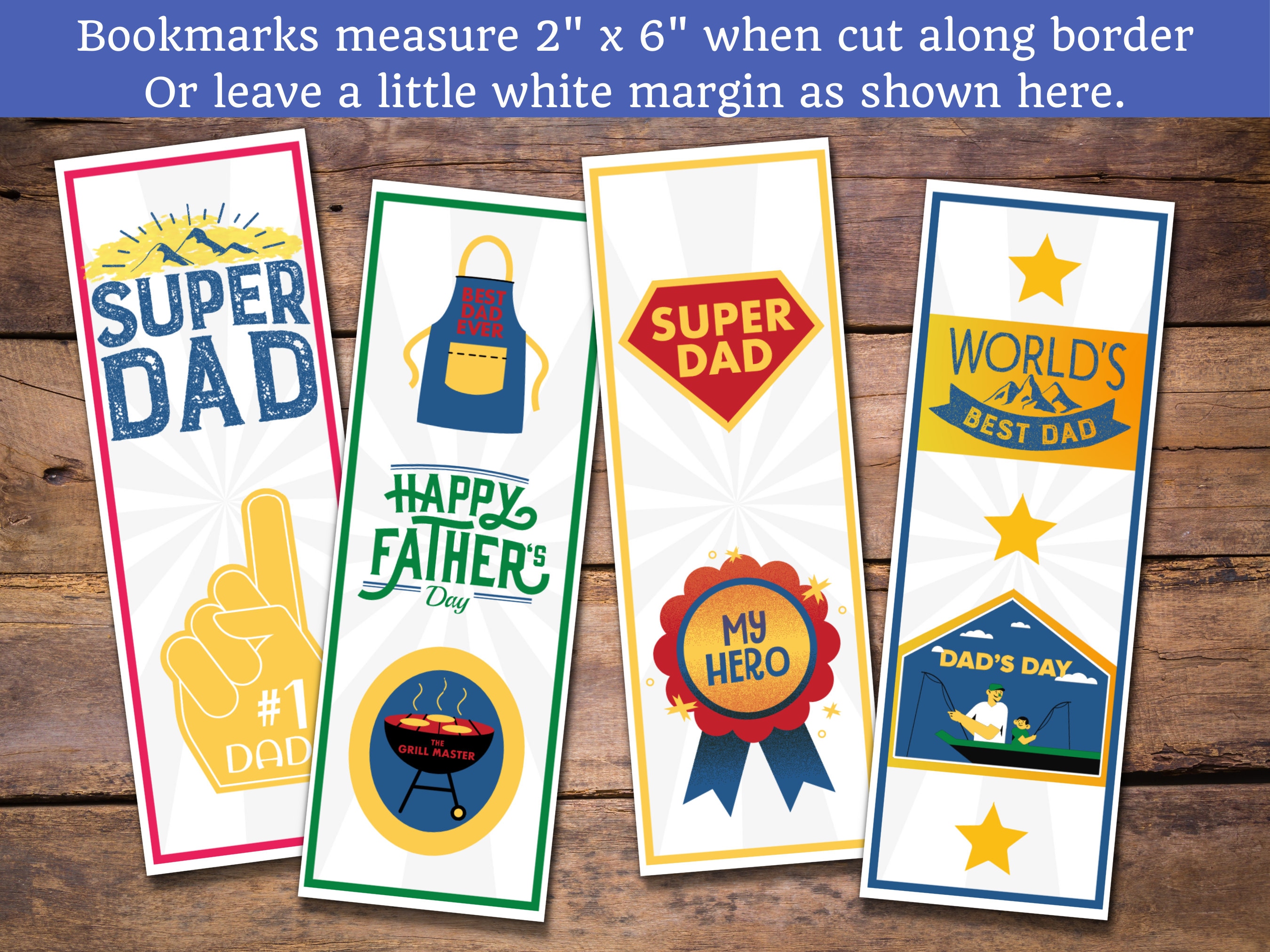 Father's Day Printable Bookmarks, Happy Fathers Day Bookmark Set, Gift ...