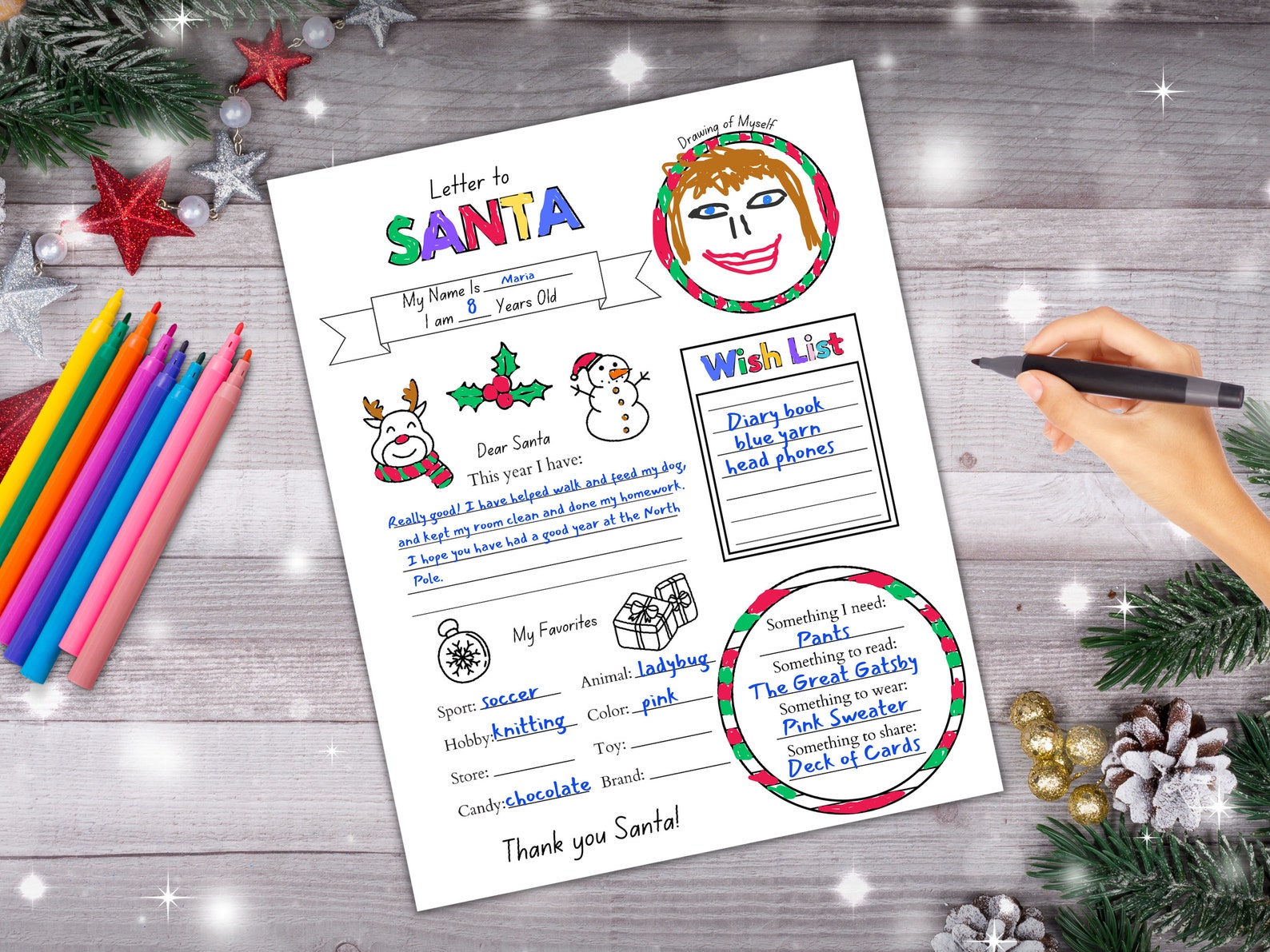 Santa Letter for Kids to Color, Letter to Santa, Coloring Santa Wish ...