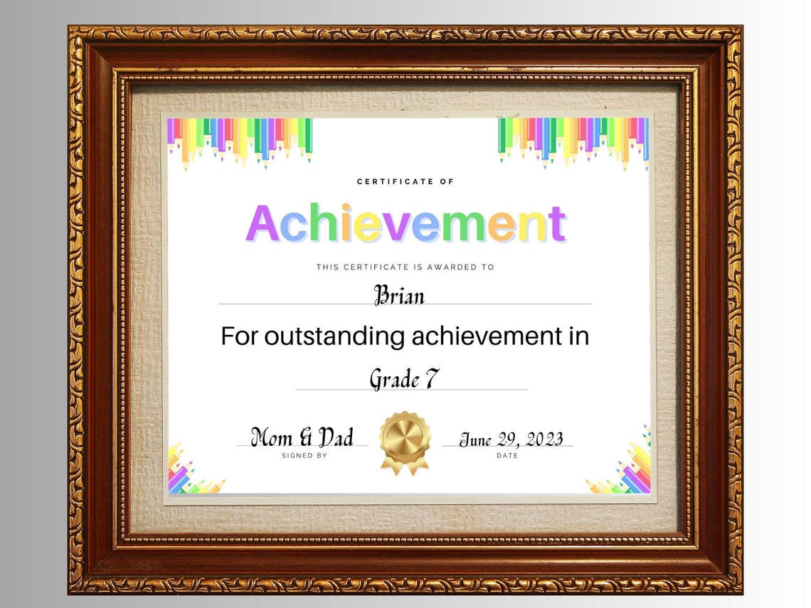 Certificate of Achievement Award Printable, Class Certificate of ...