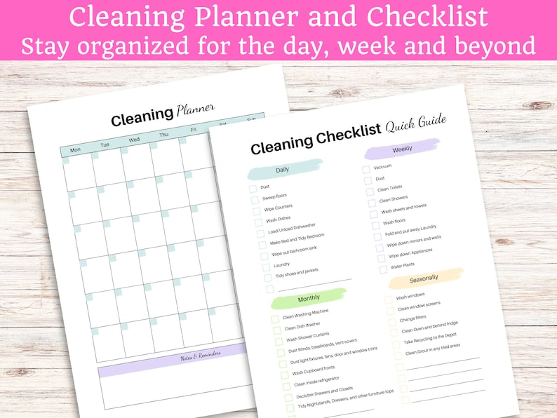 Family Chore Chart Planner and Household Cleaning Schedule Printable ...