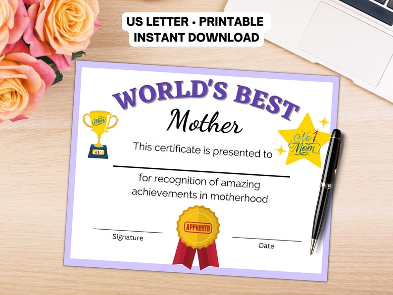 World's Best Mother Certificate of Recognition, Best Mother Award, #1 ...