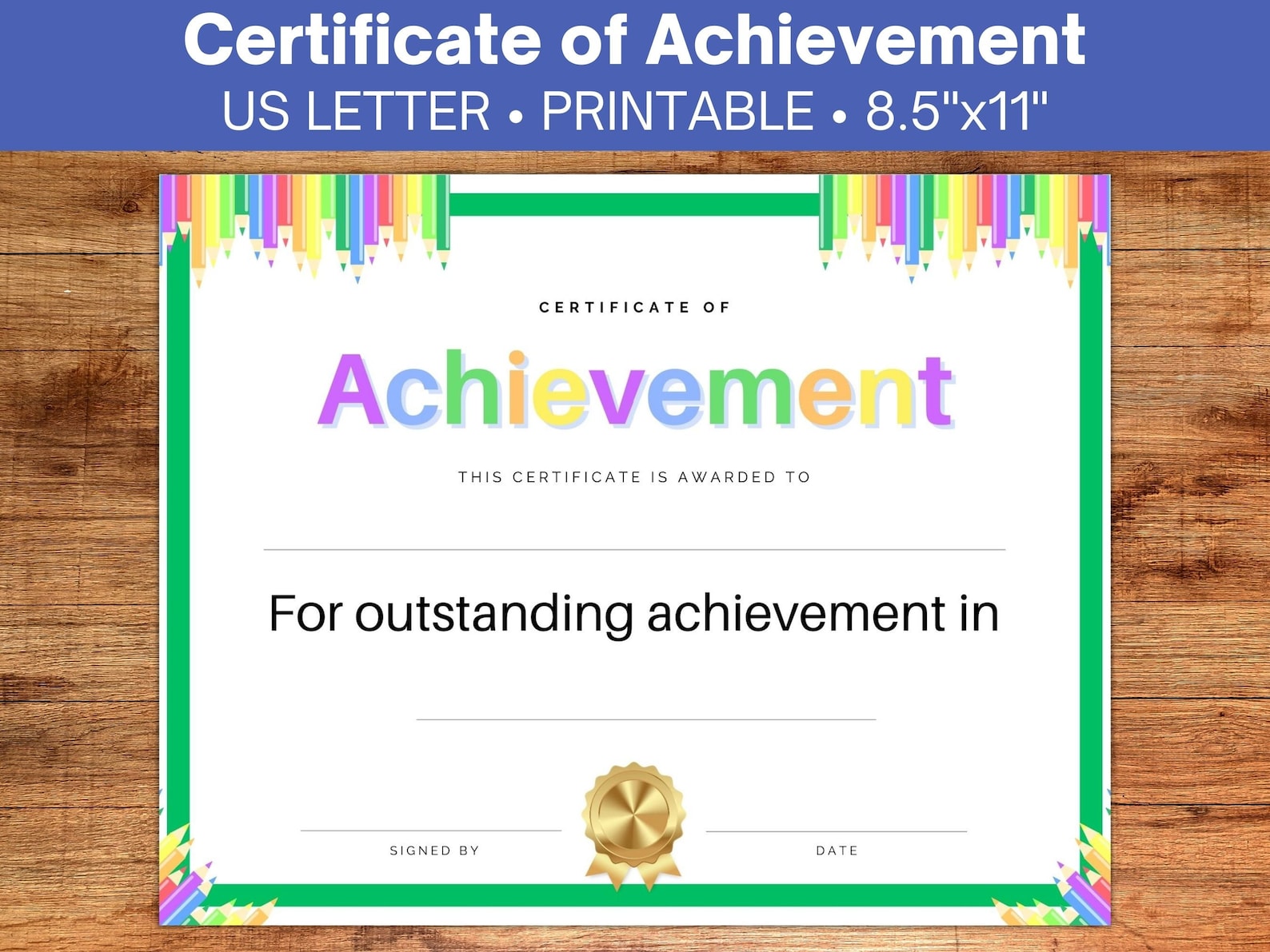 Certificate of Achievement Award Printable, Class Certificate of ...