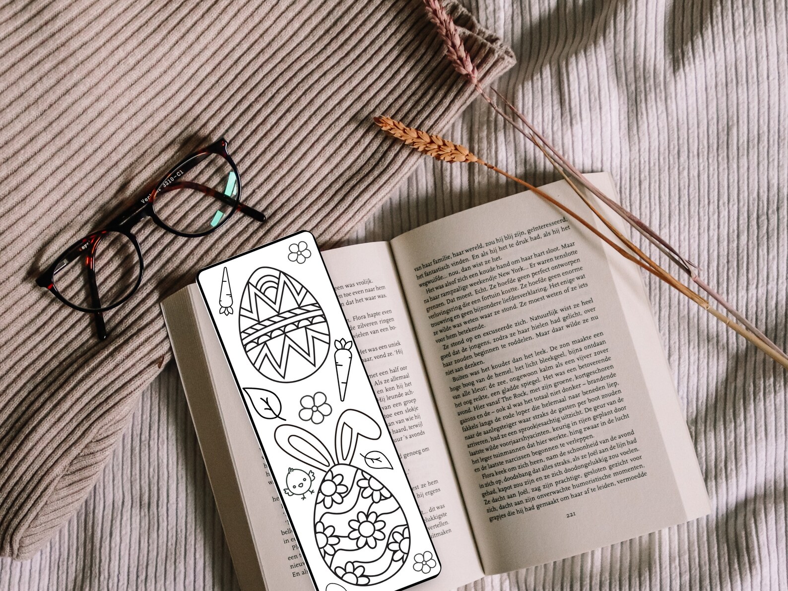 Printable Easter Bookmark Coloring Page for Kids, Easter Grayscale ...