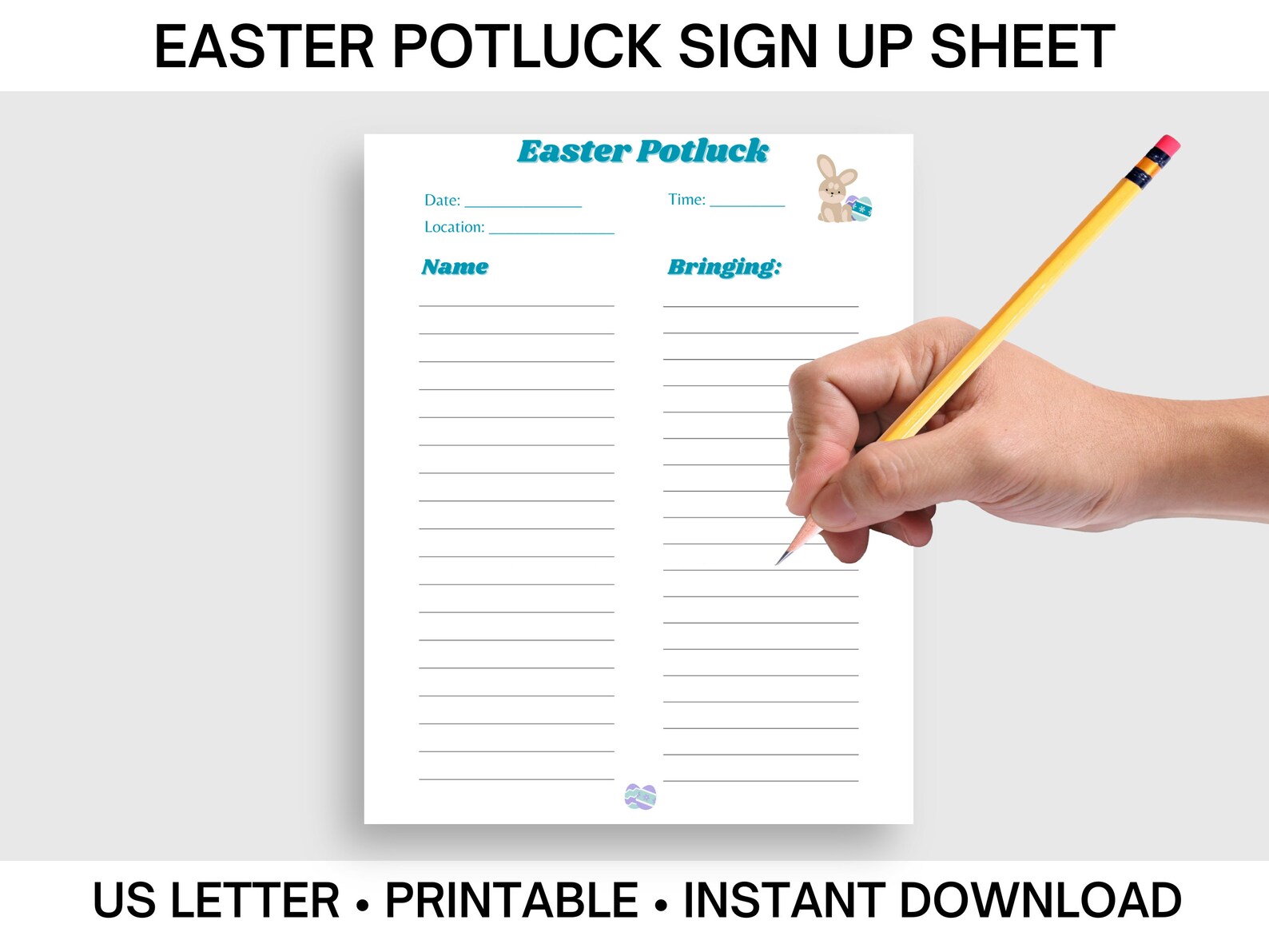 Easter Brunch & Potluck Sign up Sheet, Easter Food Sign up Sheets ...