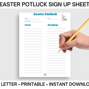 Easter Brunch & Potluck Sign up Sheet, Easter Food Sign up Sheets ...