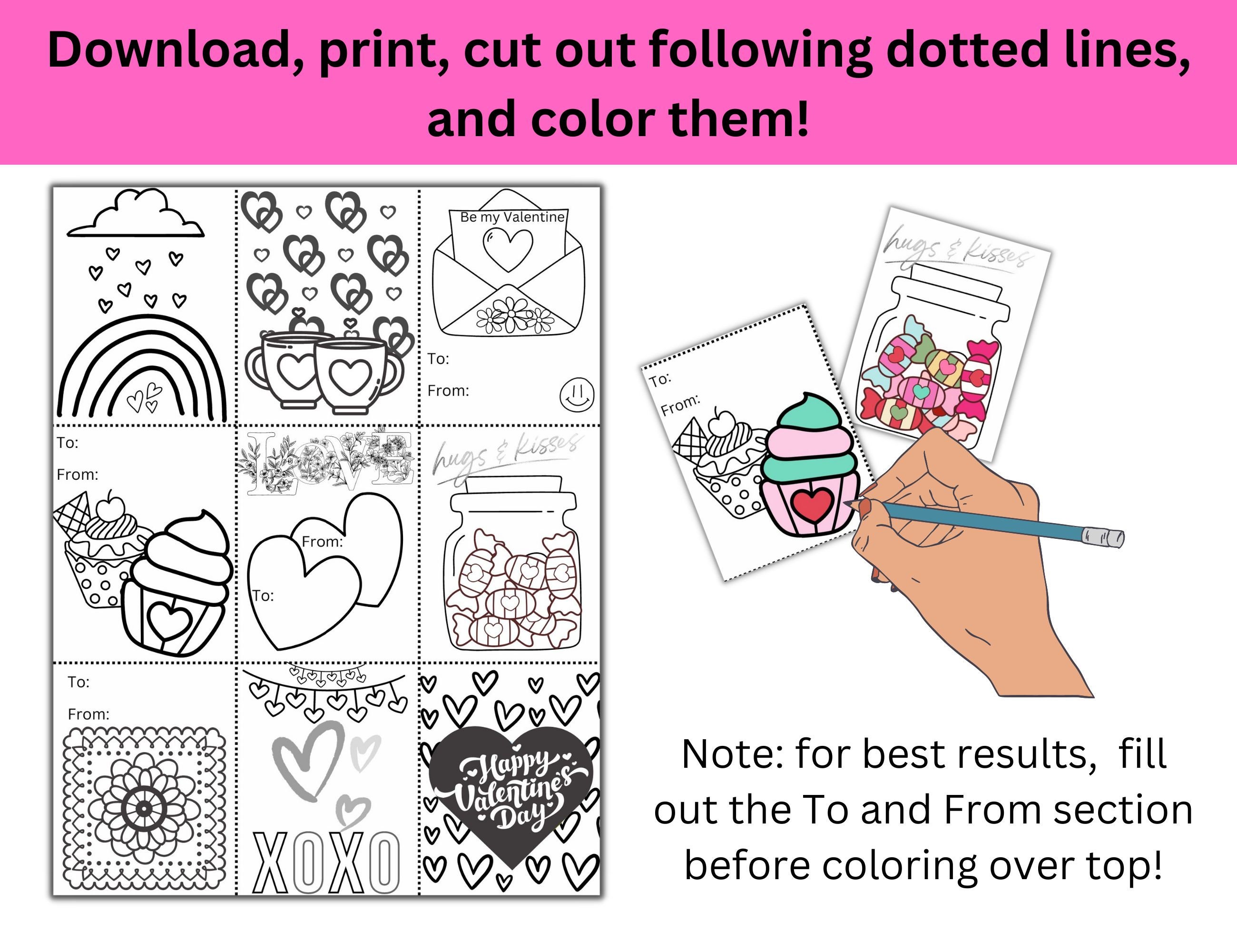 Classmate Valentines Cards or Coloring Page, Valentine Exchange Cards ...