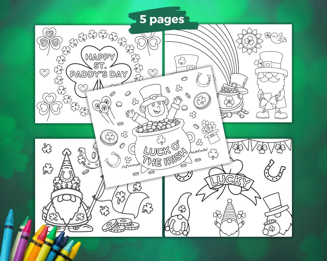 St Patrick's Day Coloring Pages, Printable Cute Leprechaun and Gnome ...