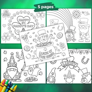 St Patrick's Day Coloring Pages, Printable Cute Leprechaun and Gnome ...