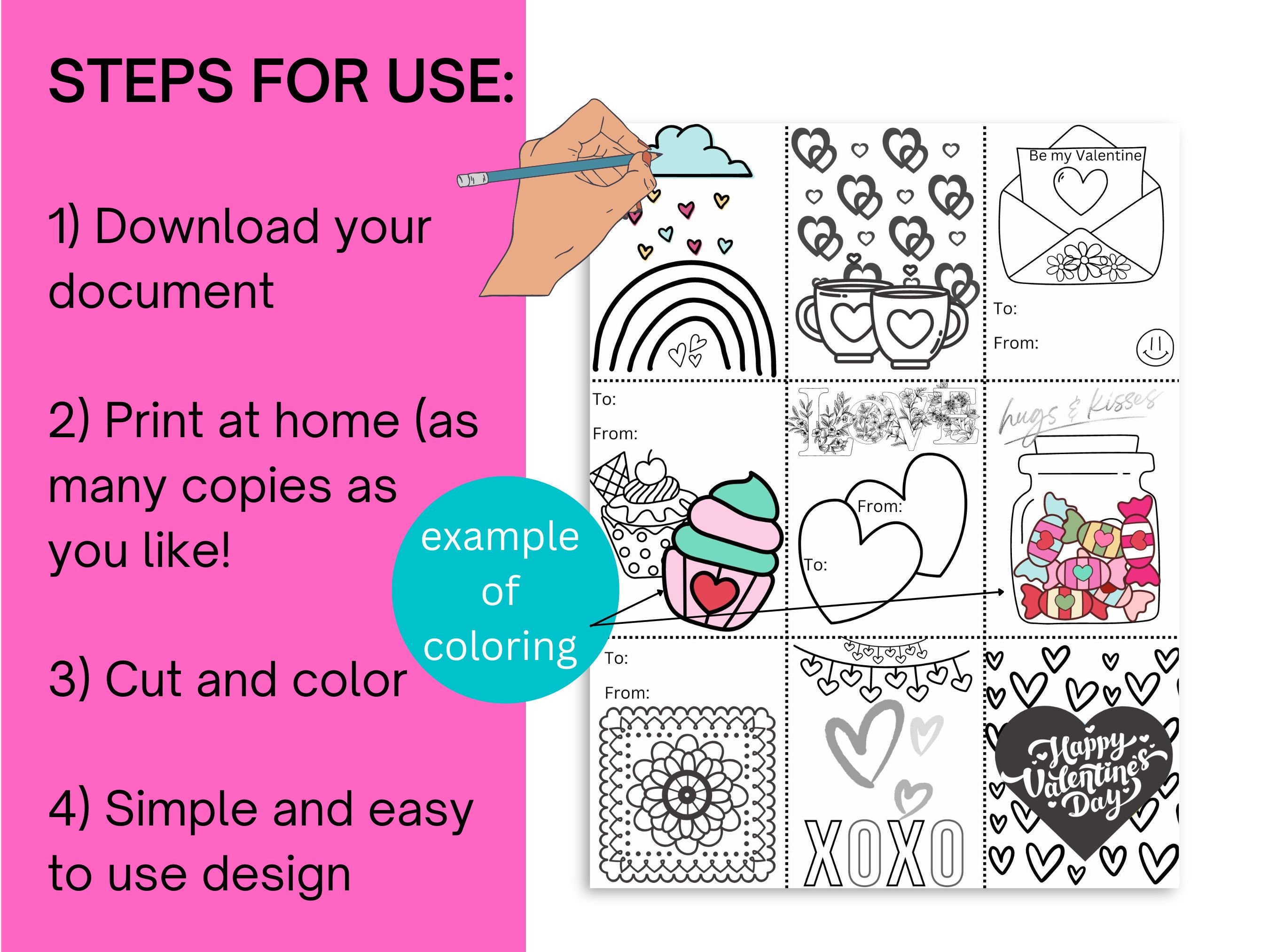 Classmate Valentines Cards or Coloring Page, Valentine Exchange Cards ...