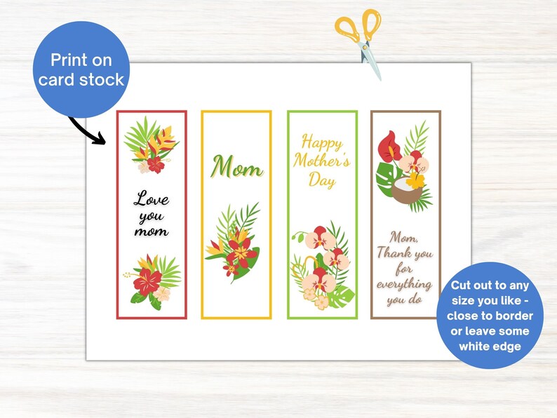 Mother's Day Bookmark Set, Happy Mothers Day Bookmarks, Mothers Day ...