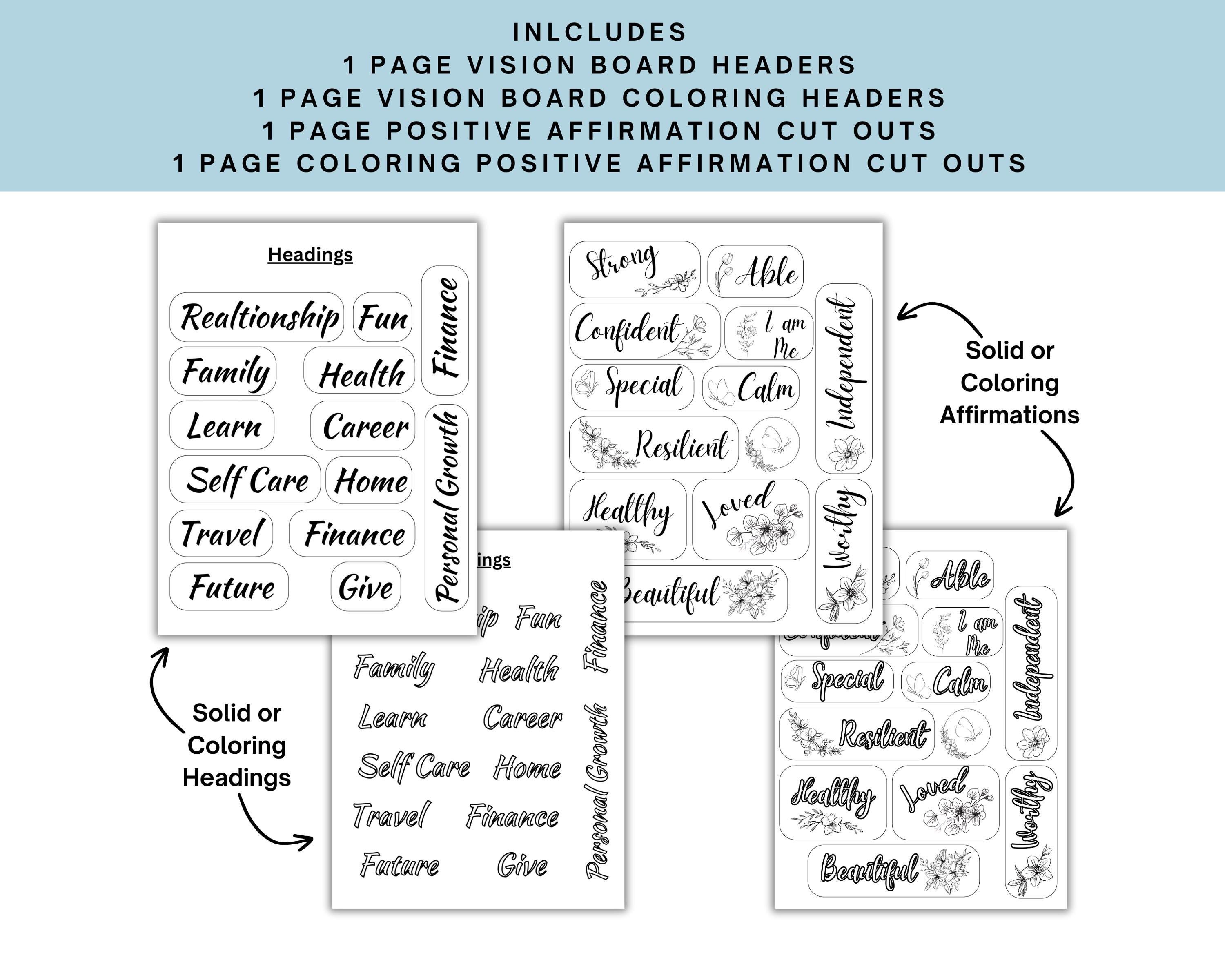 Printable Vision Board Kit With Coloring Templates and Ready-to-use ...