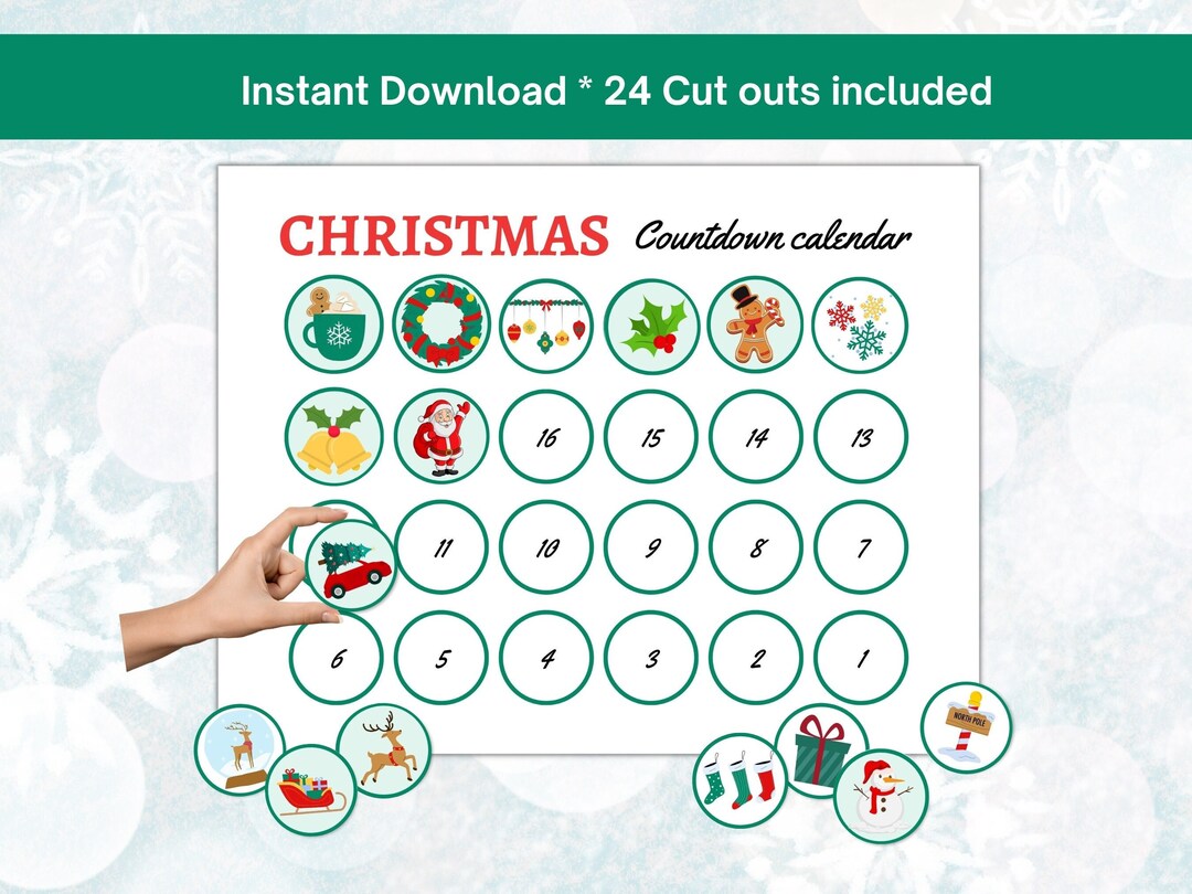 Kids Christmas Advent Calendar: Cut & Paste Activity (digital Download ...