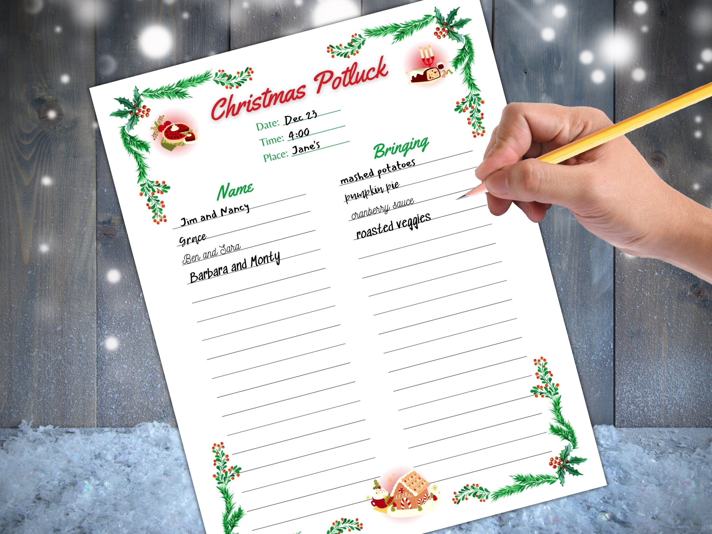 Christmas Potluck Sign-up Sheet: Festive Party Planner (PDF) - Etsy