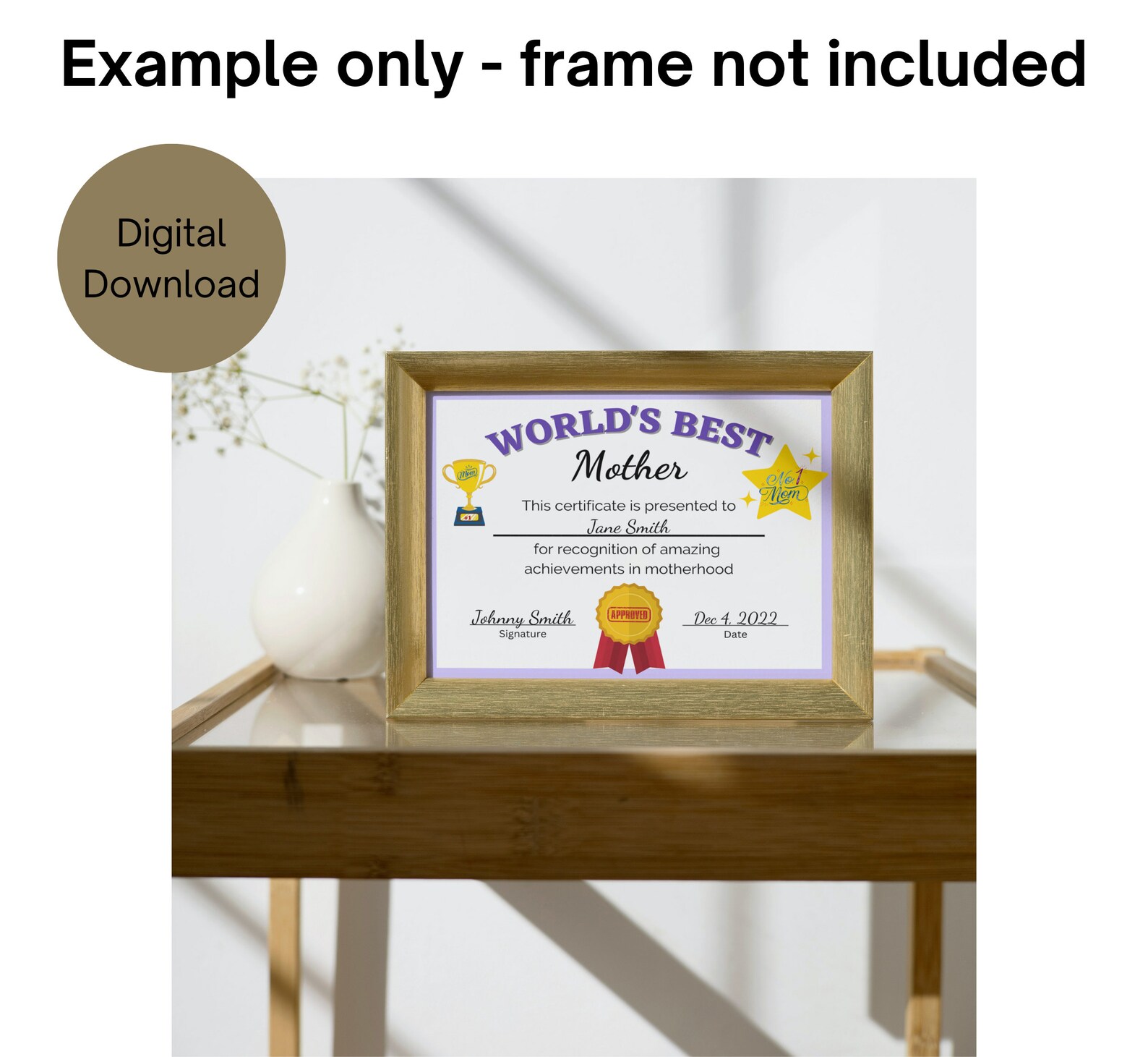 World's Best Mother Certificate of Recognition, Best Mother Award, 1 ...