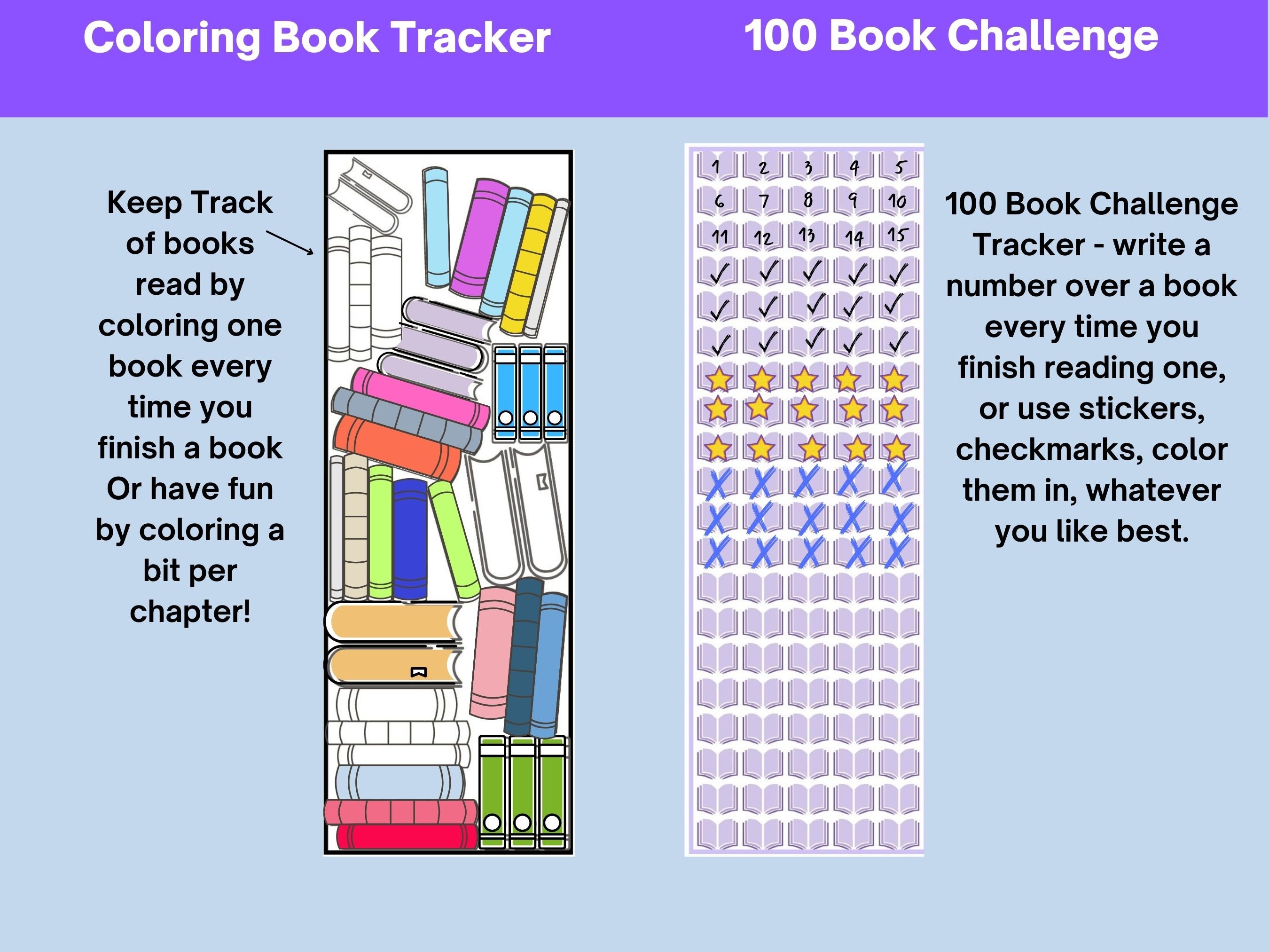 Reading Log Bookmark Set, Reading Tracker Bookmarks, 100 Book Challenge ...