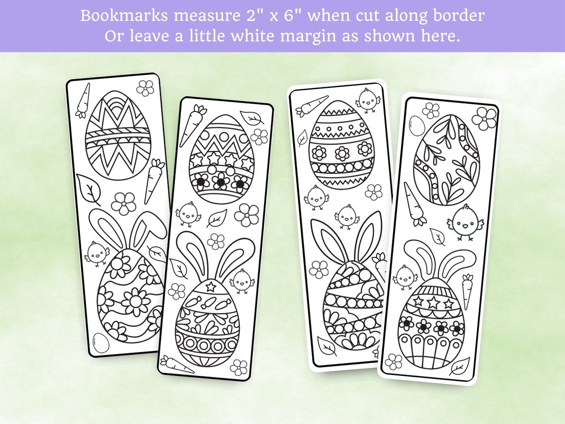 Printable Easter Bookmark Coloring Page for Kids, Easter Grayscale ...