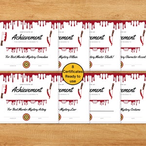 Murder Mystery Award Certificate, Printable Certificate of Achievement ...