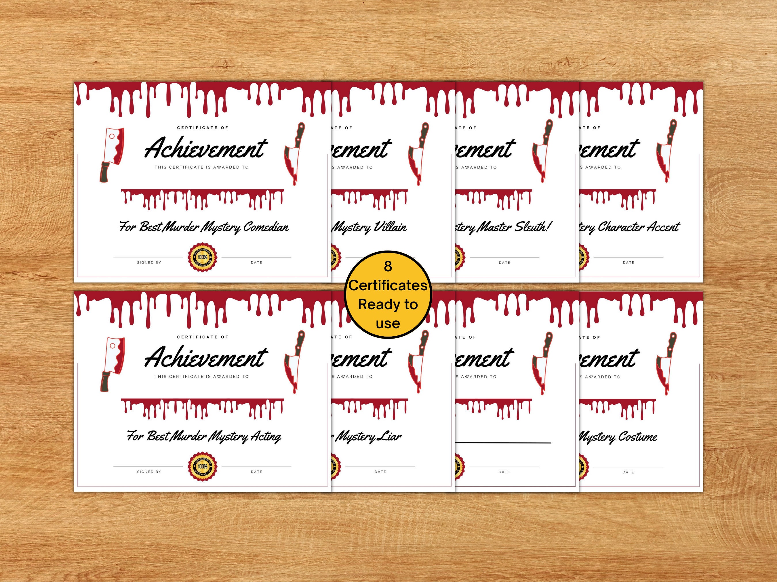 Murder Mystery Award Certificate, Printable Certificate of Achievement ...