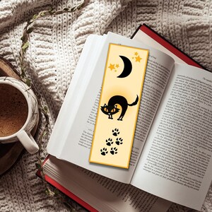 Cute Black Cat Bookmark Printable, Whimsical Witchy Cat Book Mark Set ...