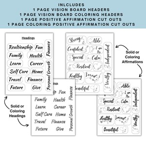 Printable Vision Board Kit With Coloring Templates and Ready-to-use ...