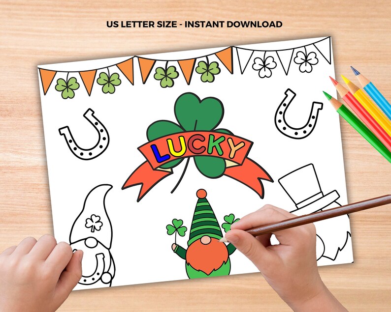 St Patrick's Day Coloring Pages, Printable Cute Leprechaun and Gnome ...