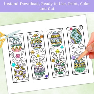 Printable Easter Bookmark Coloring Page for Kids, Easter Grayscale ...