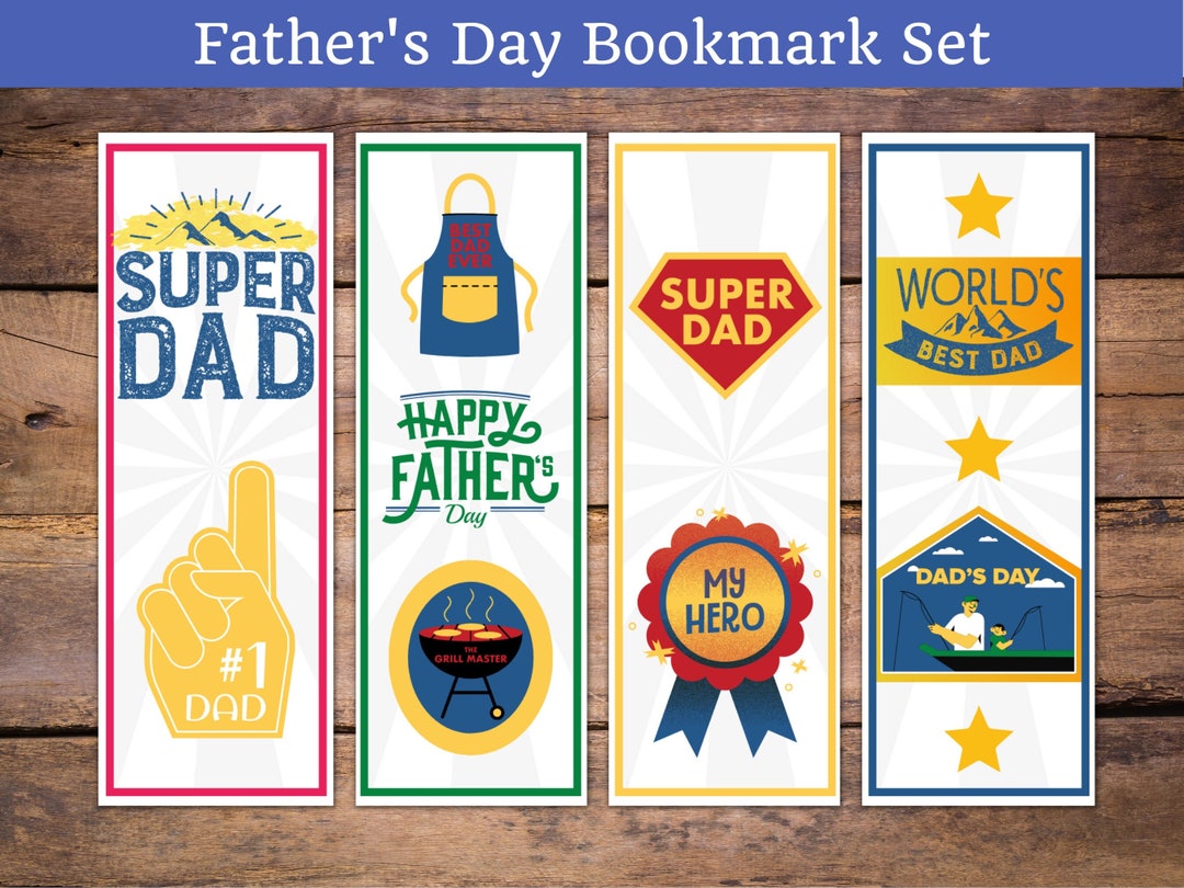Father's Day Printable Bookmarks, Happy Fathers Day Bookmark Set, Gift ...