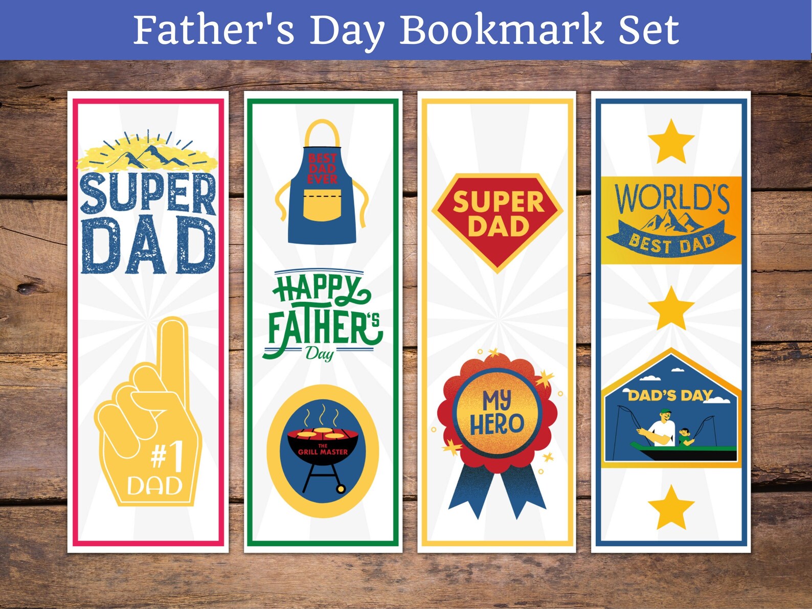 Father's Day Printable Bookmarks, Happy Fathers Day Bookmark Set, Gift ...