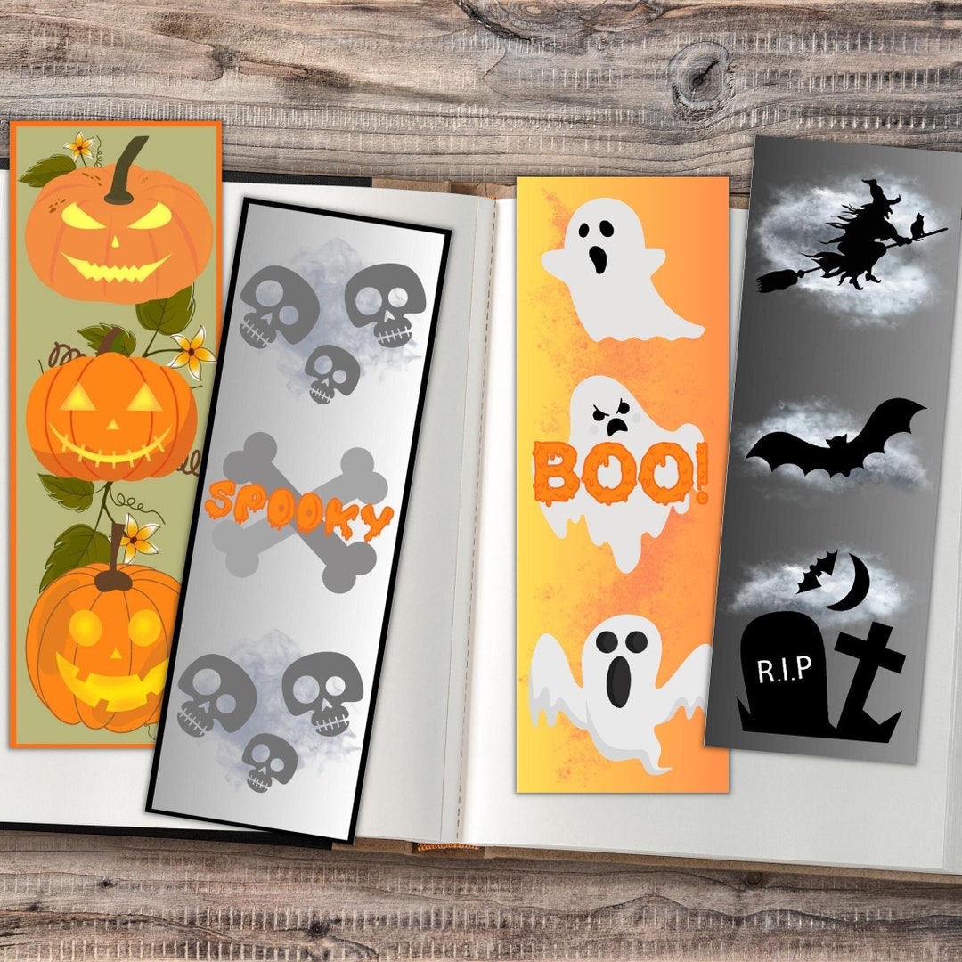 Spooky Halloween Bookmark Set, Printable Bookmarks, Cute Halloween ...