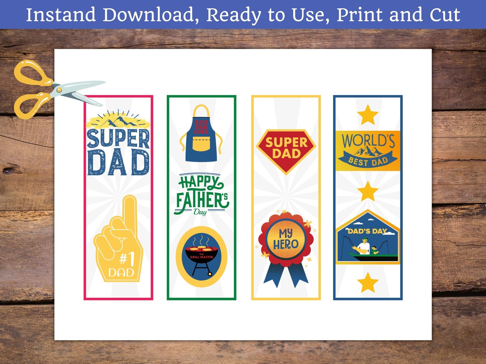 Father's Day Printable Bookmarks, Happy Fathers Day Bookmark Set, Gift ...