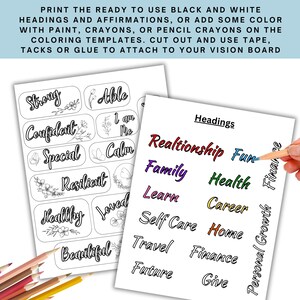 Printable Vision Board Kit With Coloring Templates and Ready-to-use ...