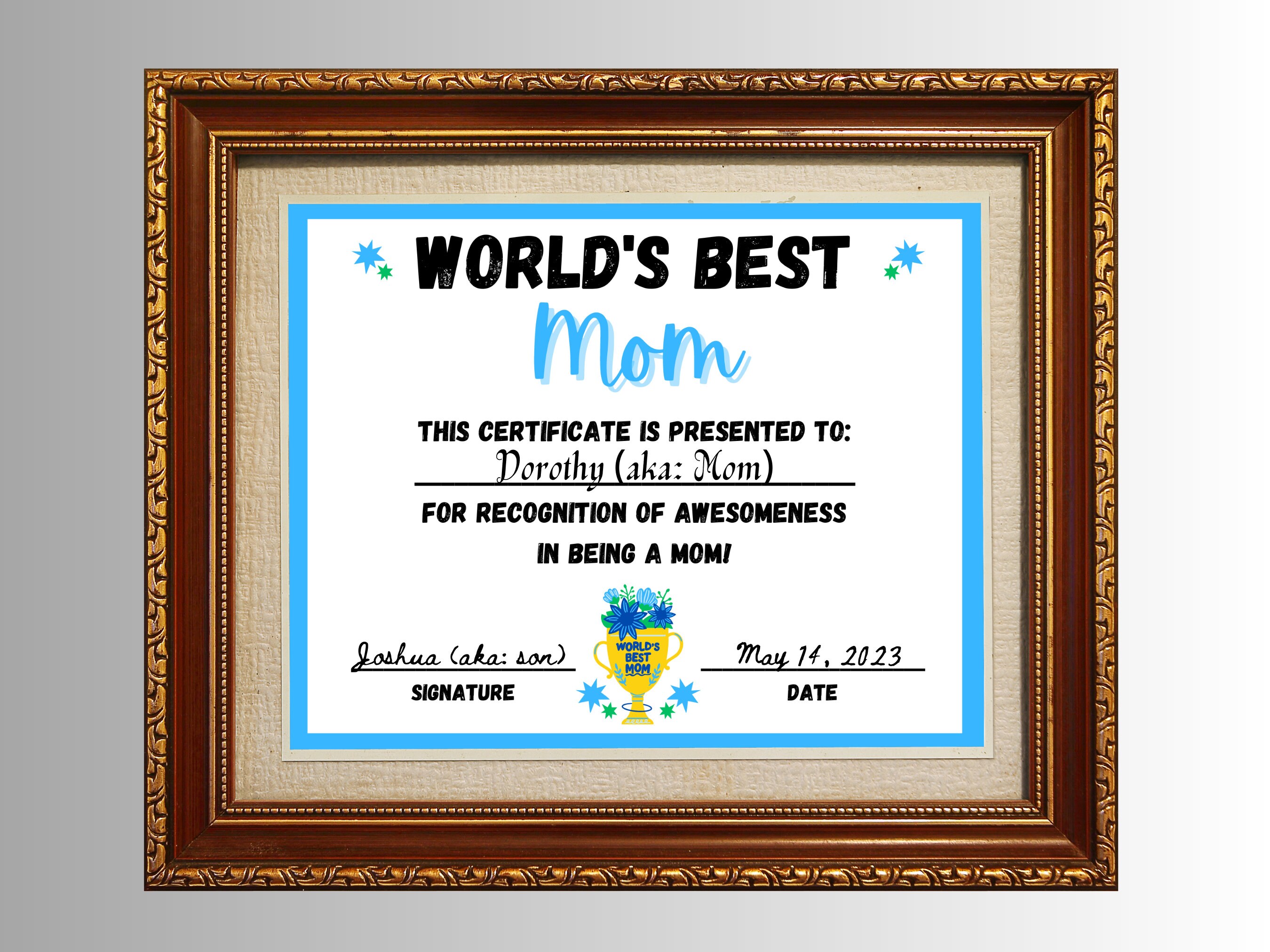 World's Best Mom Certificate of Appreciation Template Printable, Best ...