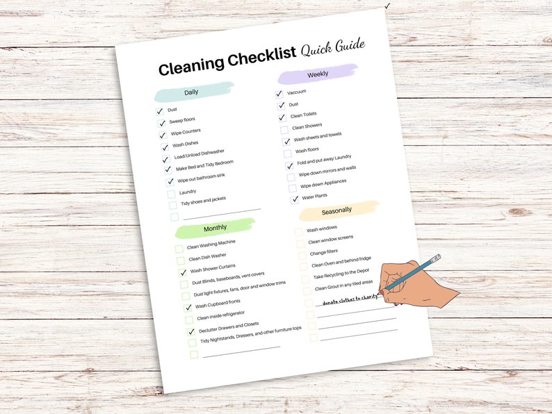 Family Chore Chart Planner and Household Cleaning Schedule Printable ...