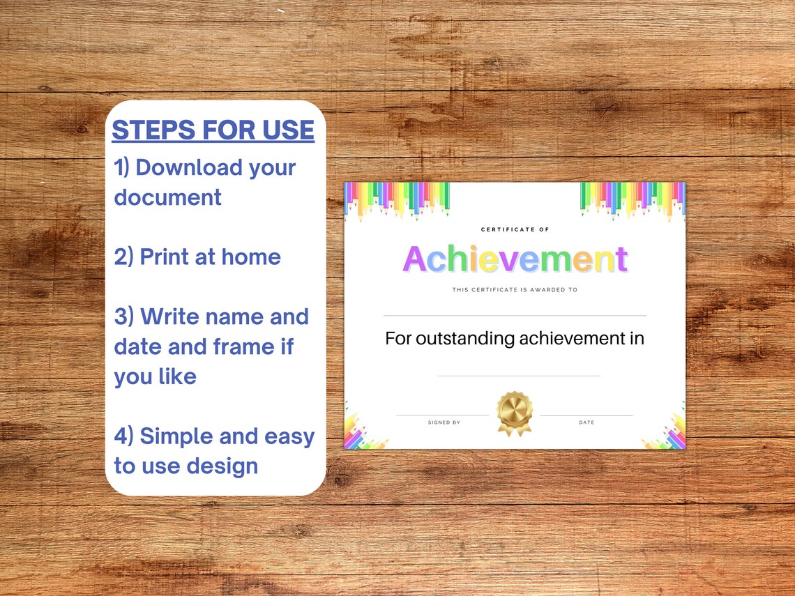 Certificate of Achievement Award Printable, Class Certificate of ...