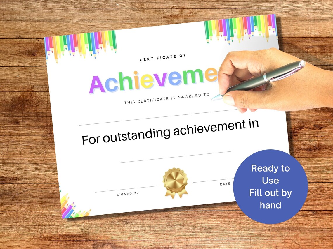 Certificate of Achievement Award Printable, Class Certificate of ...