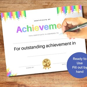 Certificate of Achievement Award Printable, Class Certificate of ...