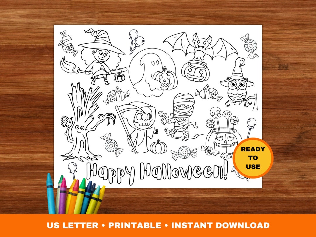 Halloween Coloring Pages, Printable Coloring Page for Kids, Fall ...