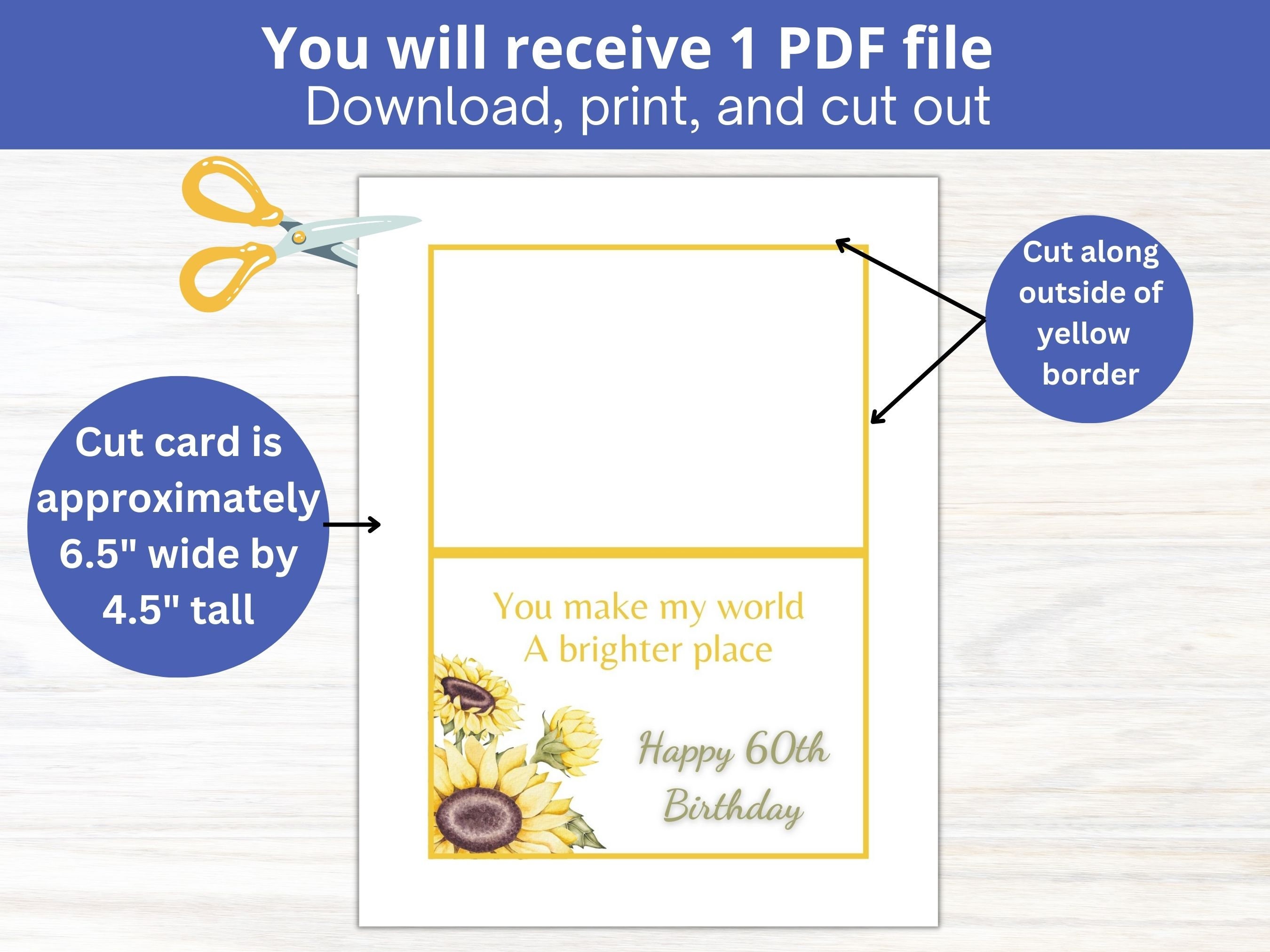 60th Birthday Card for Women, Sunflower Happy 60th Birthday Card ...