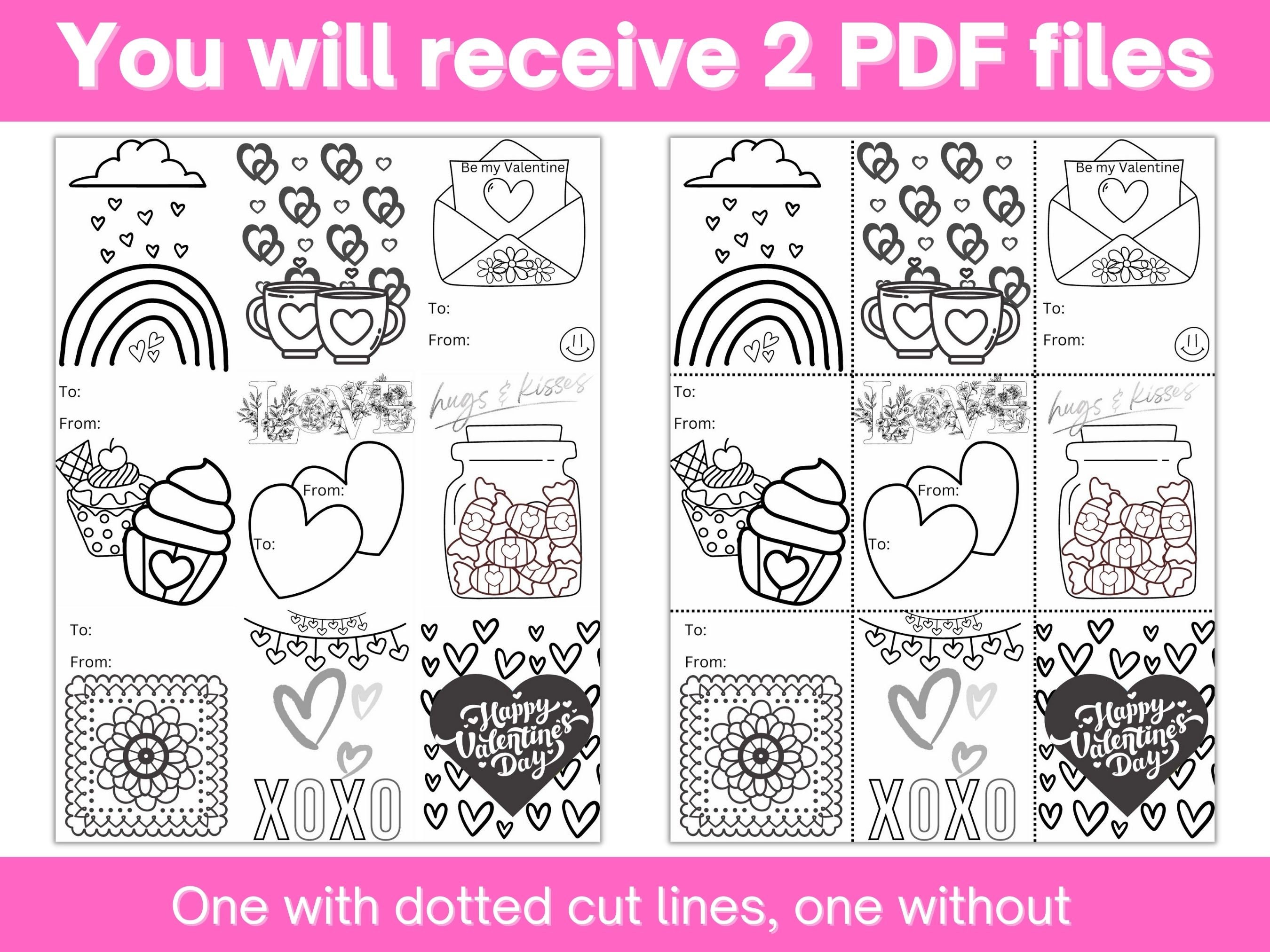 Classmate Valentines Cards or Coloring Page, Valentine Exchange Cards ...