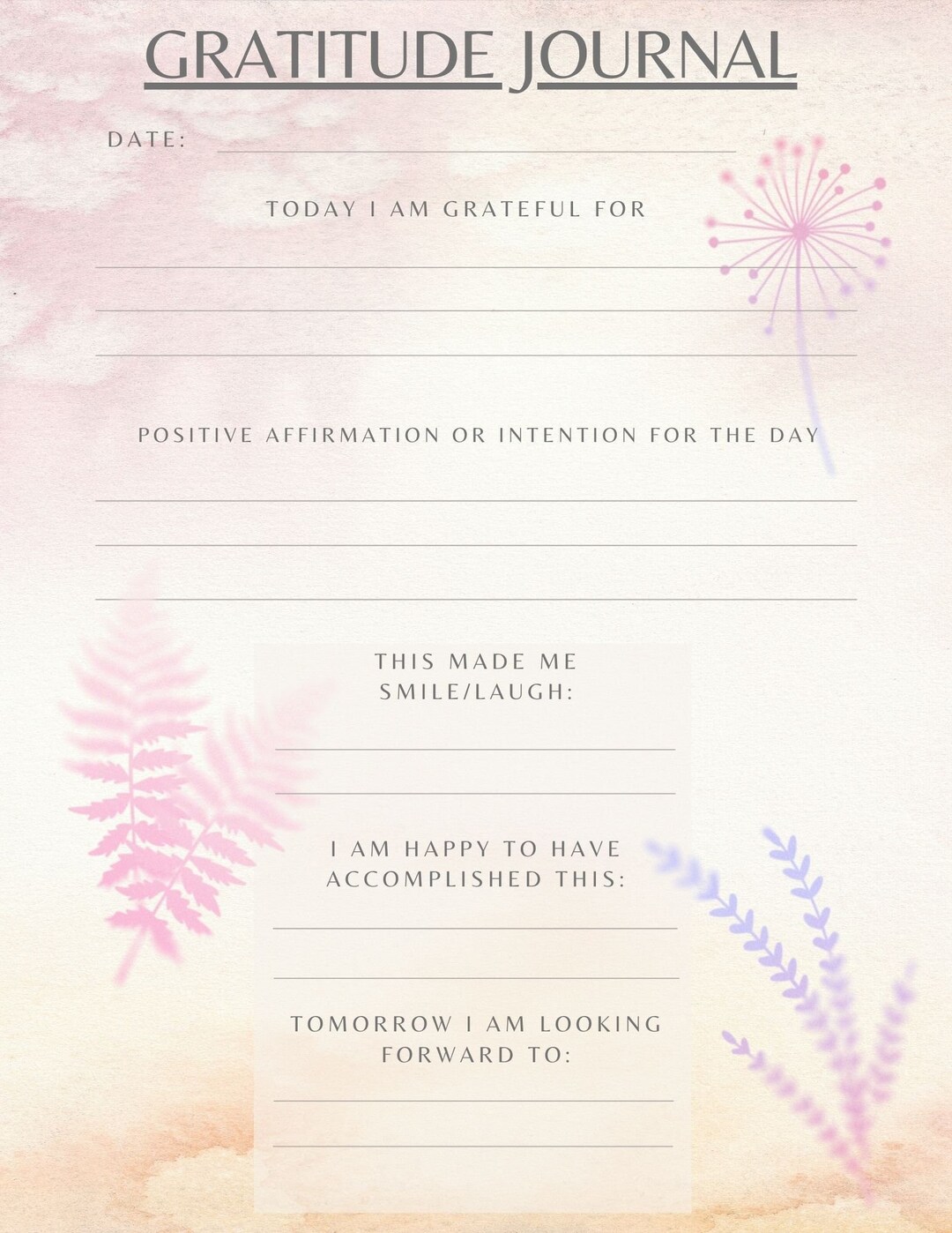 Daily Affirmation Gratitude Journal, Daily Intention Wellness Journal ...