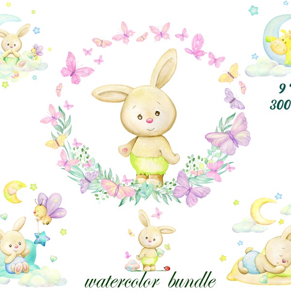 Baby Girl Bunny Clipart - Etsy