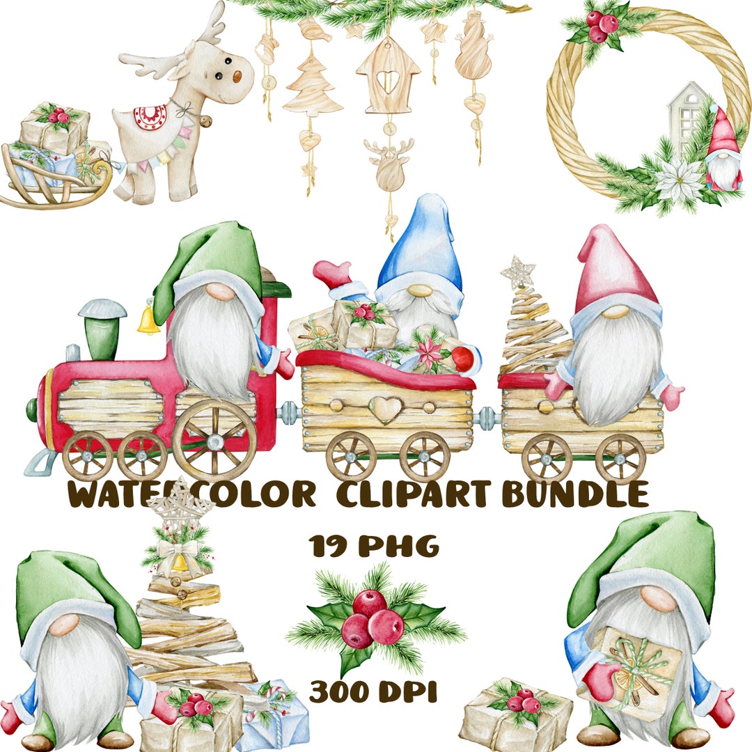 Christmas Gnomes Digital Clipart Winter Deer Png - Etsy