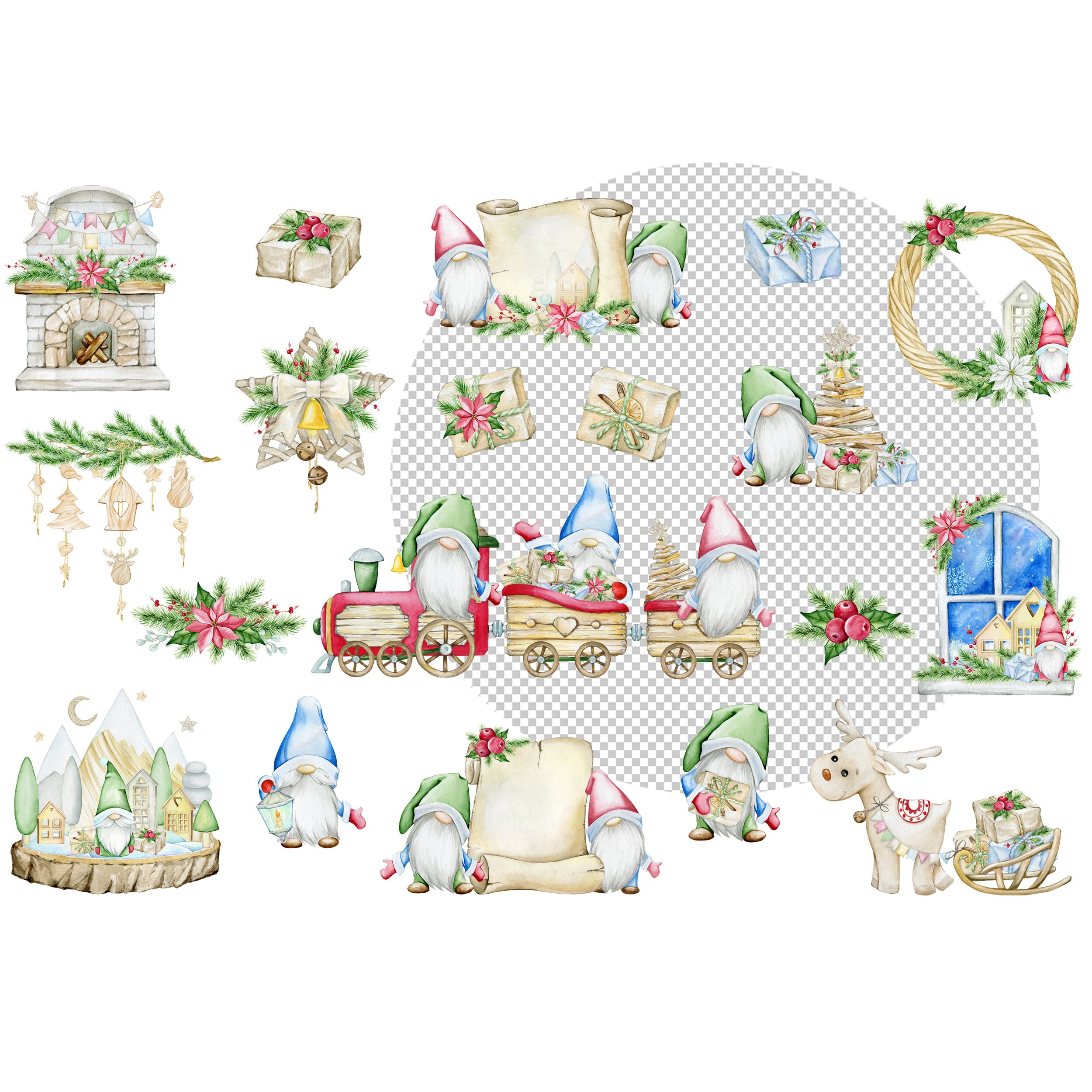 Christmas Gnomes Digital Clipart Winter Deer Png - Etsy