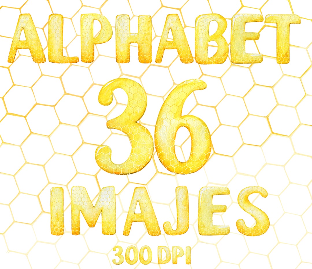 Watercolor Alphabet Clipart Honeycomb Letters Hand Drawn - Etsy