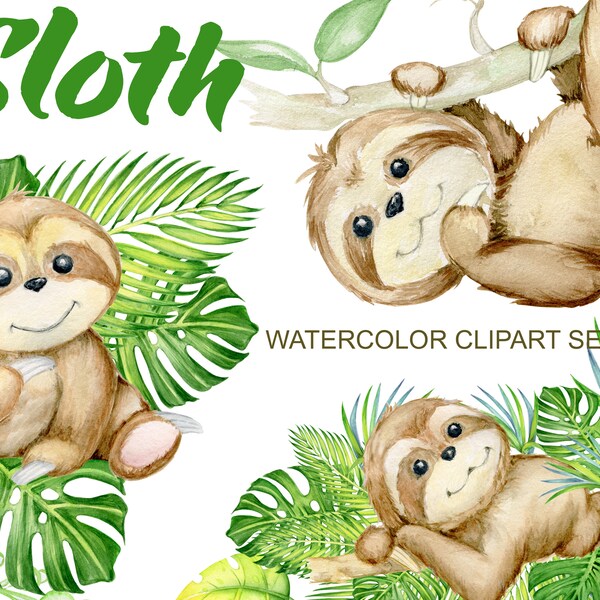 Sloth With Flowers Clipart - Etsy
