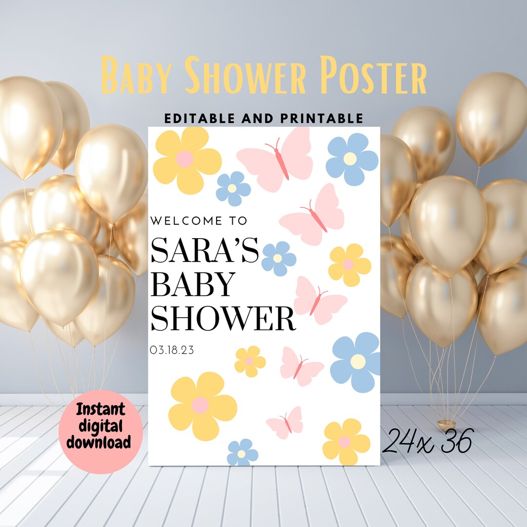 Editable Poster Template for Baby Shower & Birthday - Etsy